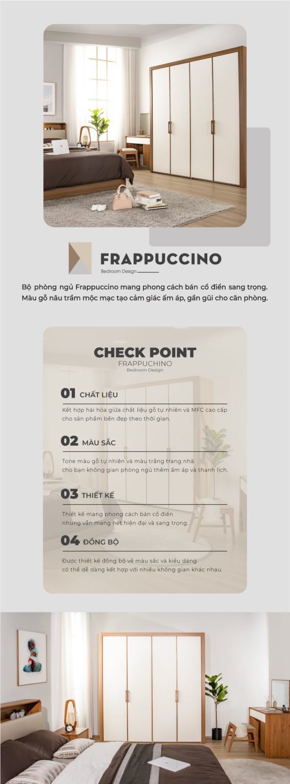 Tủ áo Frappuccino (4 cánh AD) - 장인가구 - Nội Thất Hàn Quốc