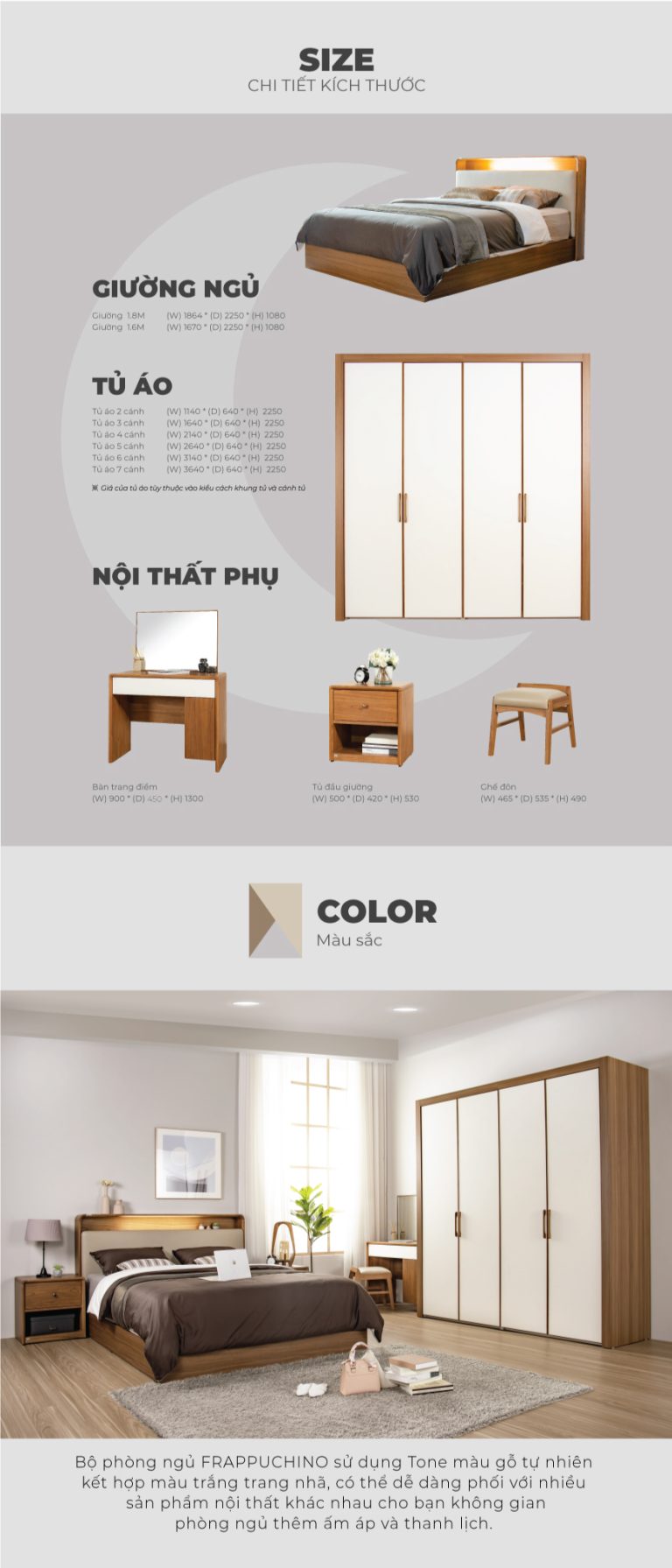 Tủ áo Frappuccino (4 cánh AD) - 장인가구 - Nội Thất Hàn Quốc